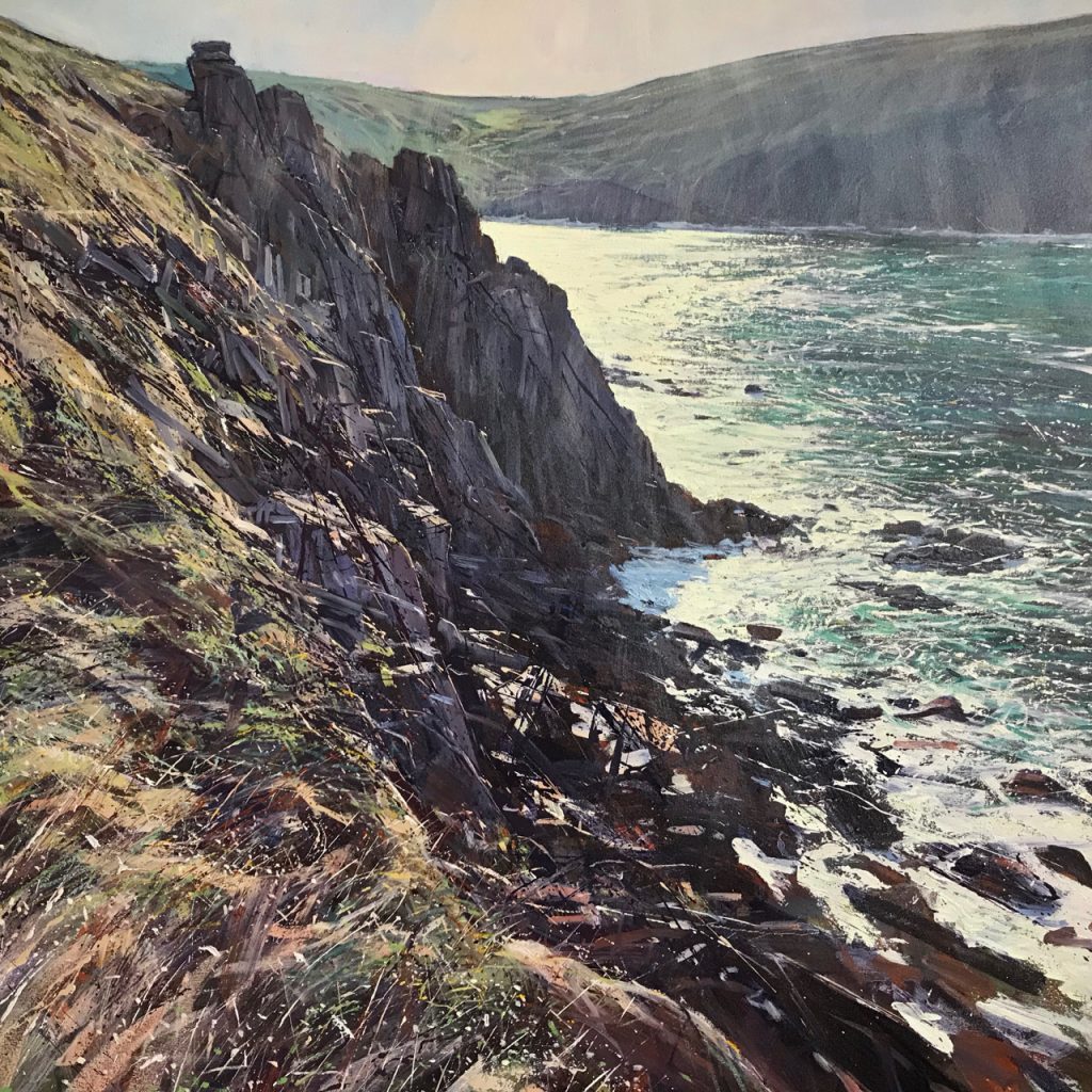 Nanjizal from Carn Cravah oil on canvas 100 x 100cm - Webbs Fine Art ...
