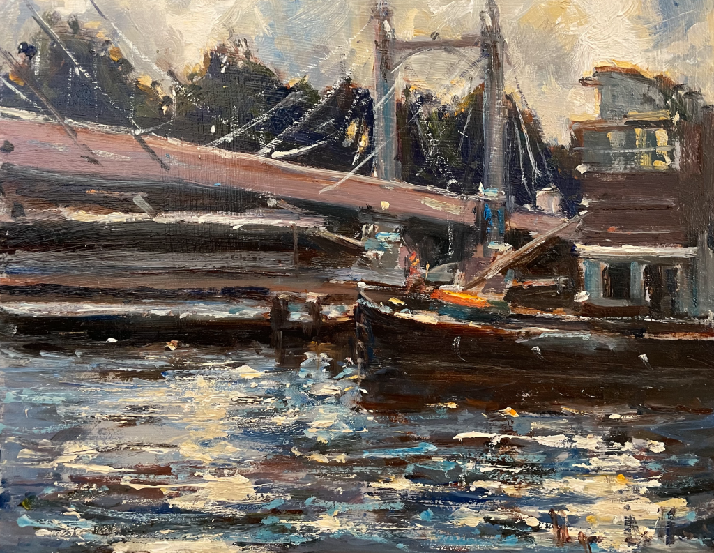 Roger Dellar, Albert Bridge, 25 x 20 cm - Webbs Fine Art Gallery