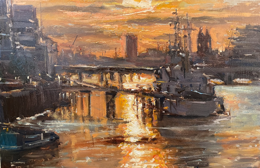 Roger Dellar, HMS Belfast, 30 x 20 cm - Webbs Fine Art Gallery